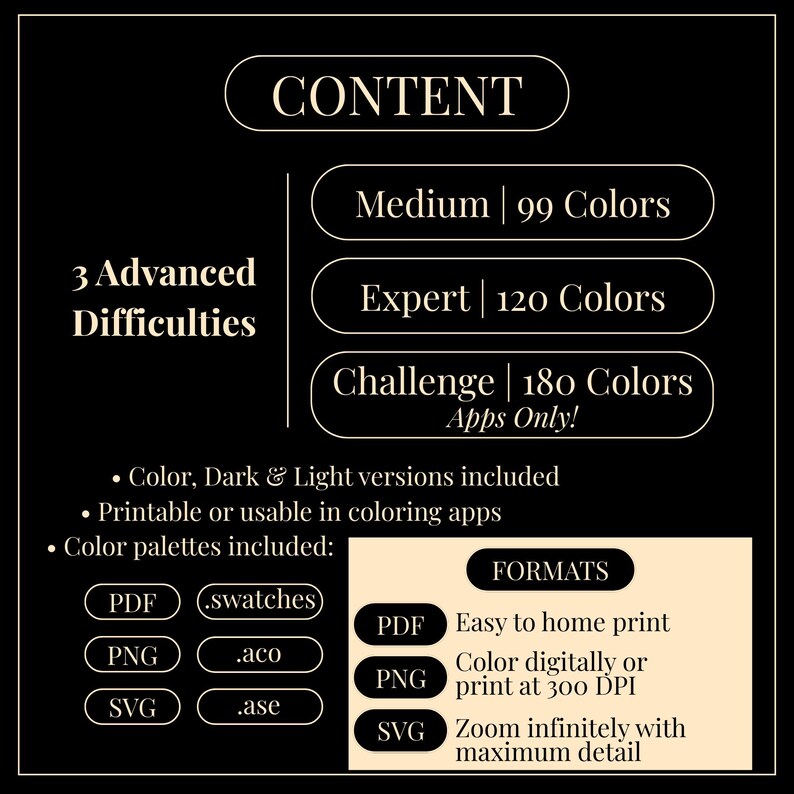Edgy Portrait Mosaic Color by Number Book, Advanced Designs (PDF, PNG ...