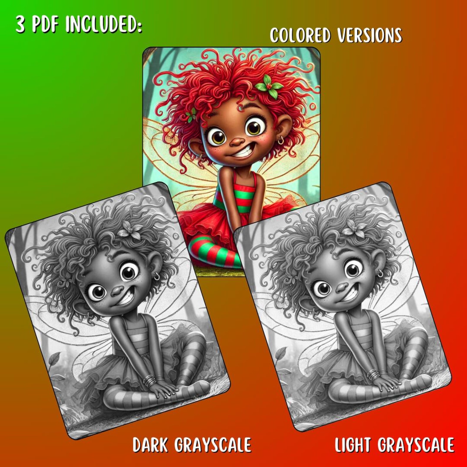 61 Silly Fairies Grayscale Coloring Pages (PDF Download) - Etsy