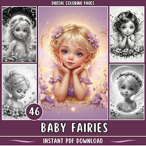 46 Baby Fairies Grayscale Coloring Pages | Cute Girls | Beautiful ...