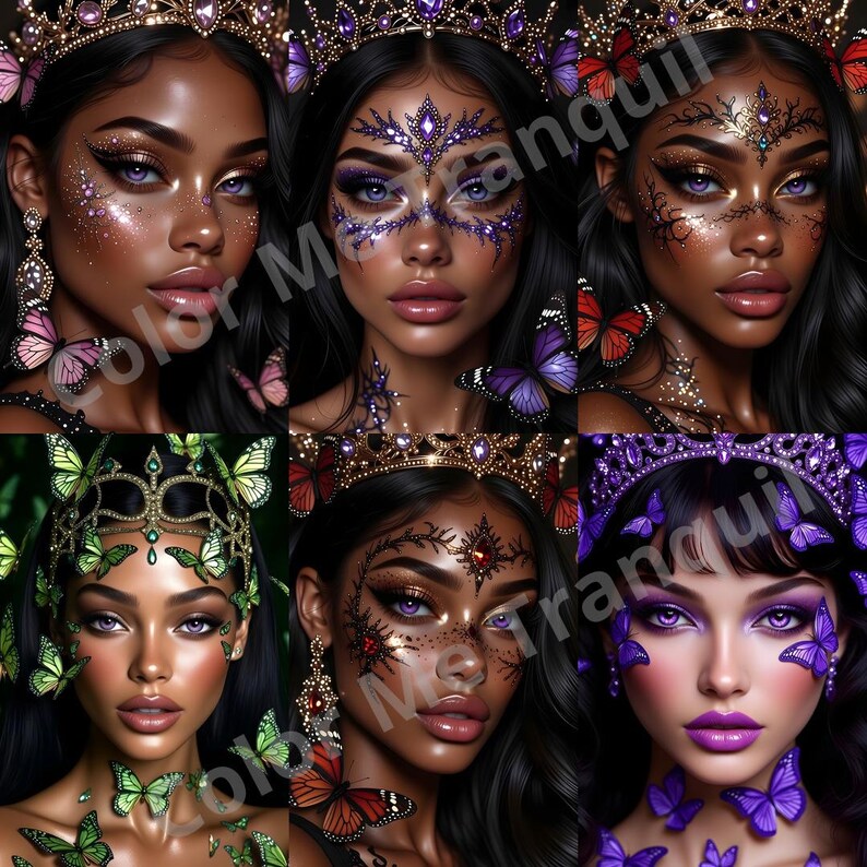 Adult Grayscale Coloring Book, Realistic Women Portraits, Butterflies ...