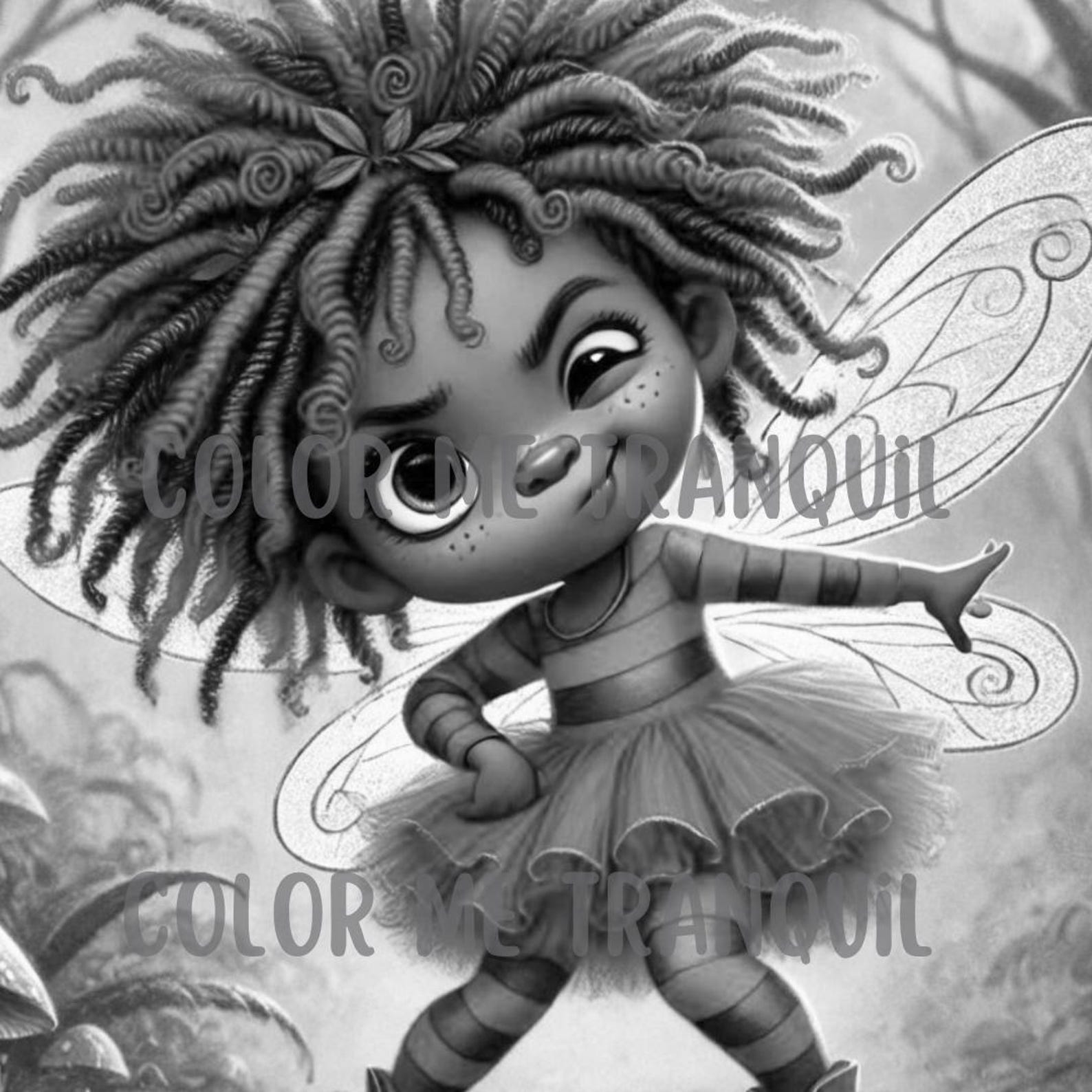 61 Silly Fairies Grayscale Coloring Pages (PDF Download) - Etsy