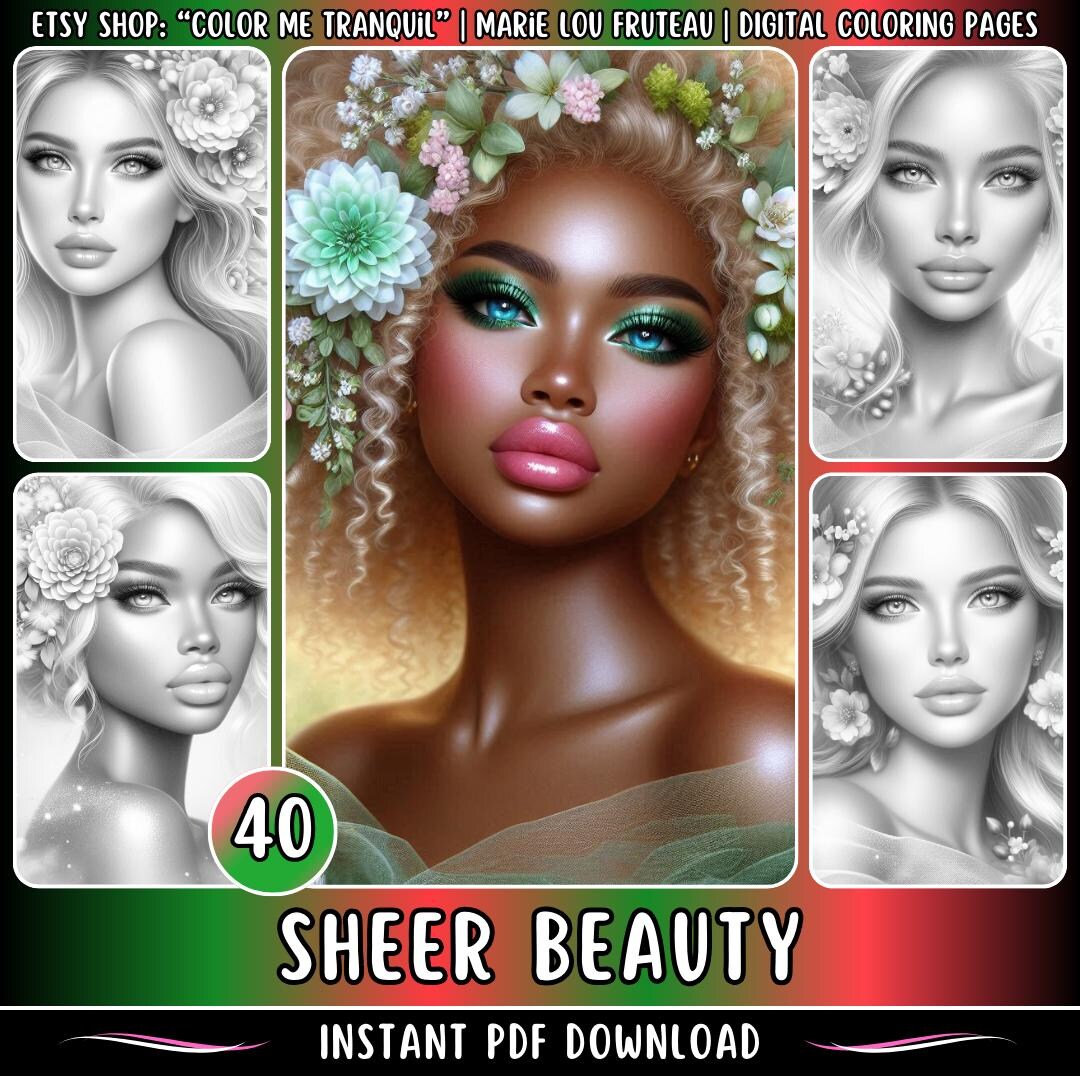 40 "sheer Beauty" Grayscale Coloring Pages | Beautiful Women | Pretty ...