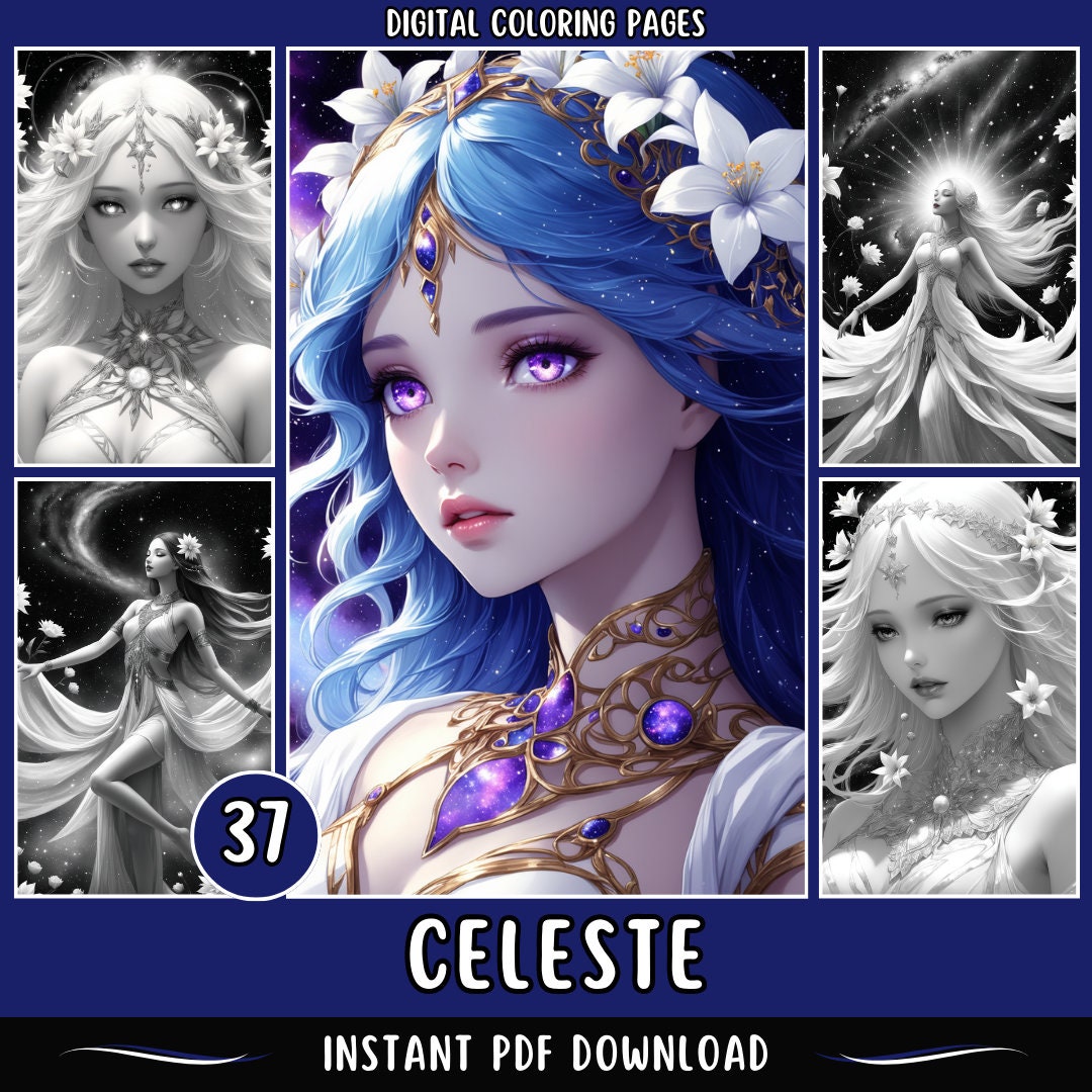37 Celeste Grayscale Coloring Pages | Celestial Beauties | Galaxy ...