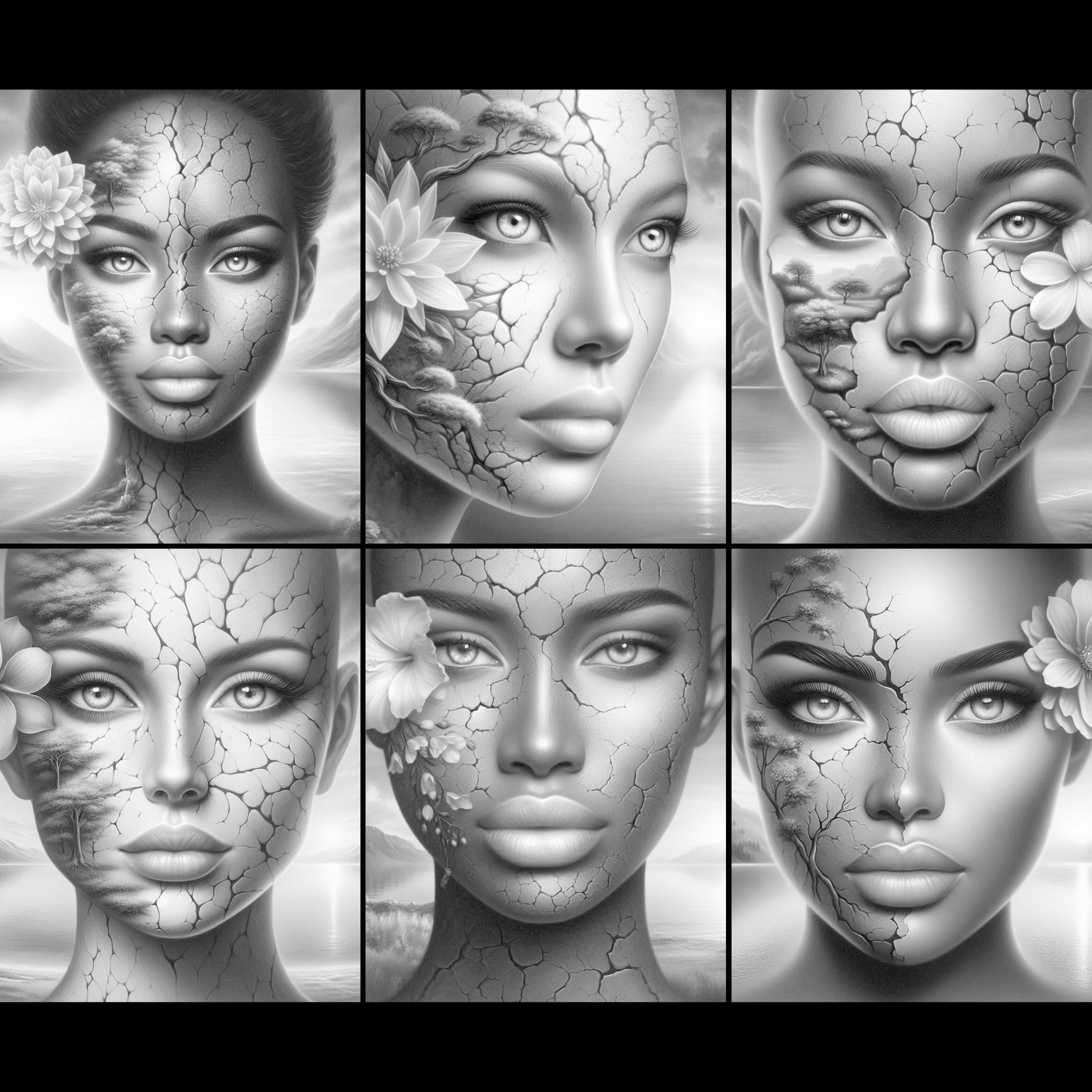 Surreal Muses Coloring Pages – Black Women Nature Fantasy Art (digital ...