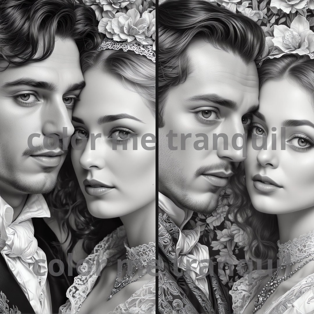 23 romantasy Grayscale Coloring Pages Romance Fantasy Couples Beautiful ...