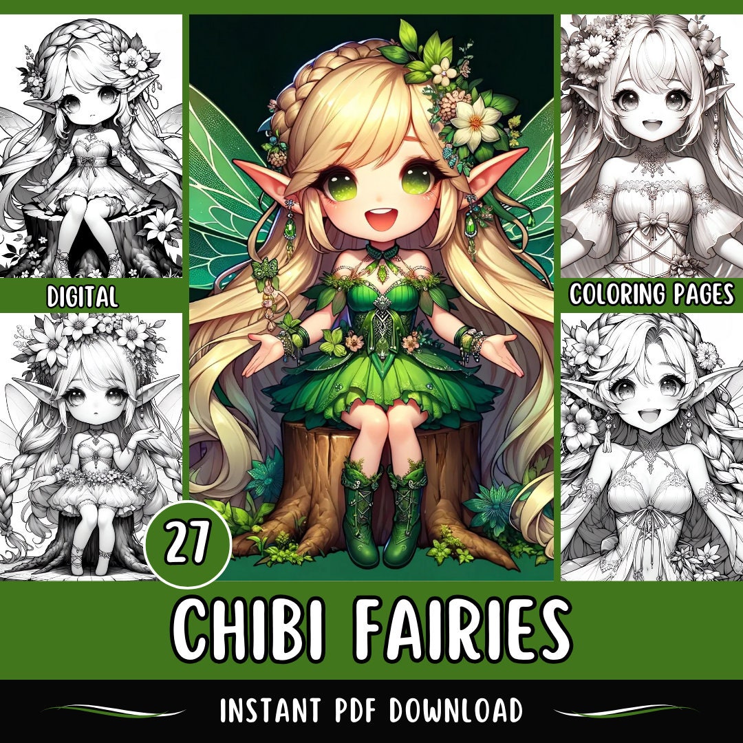 27 Chibi Fairies Coloring Pages for Adults and Children | Printable ...