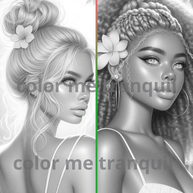 Grayscale Coloring Pages for Adults | Beautiful Portraits | Fantasy ...
