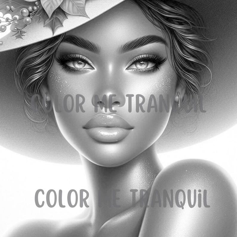 Holly Elegance Grayscale Coloring Pages for Adults (54 Pages) (PDF ...