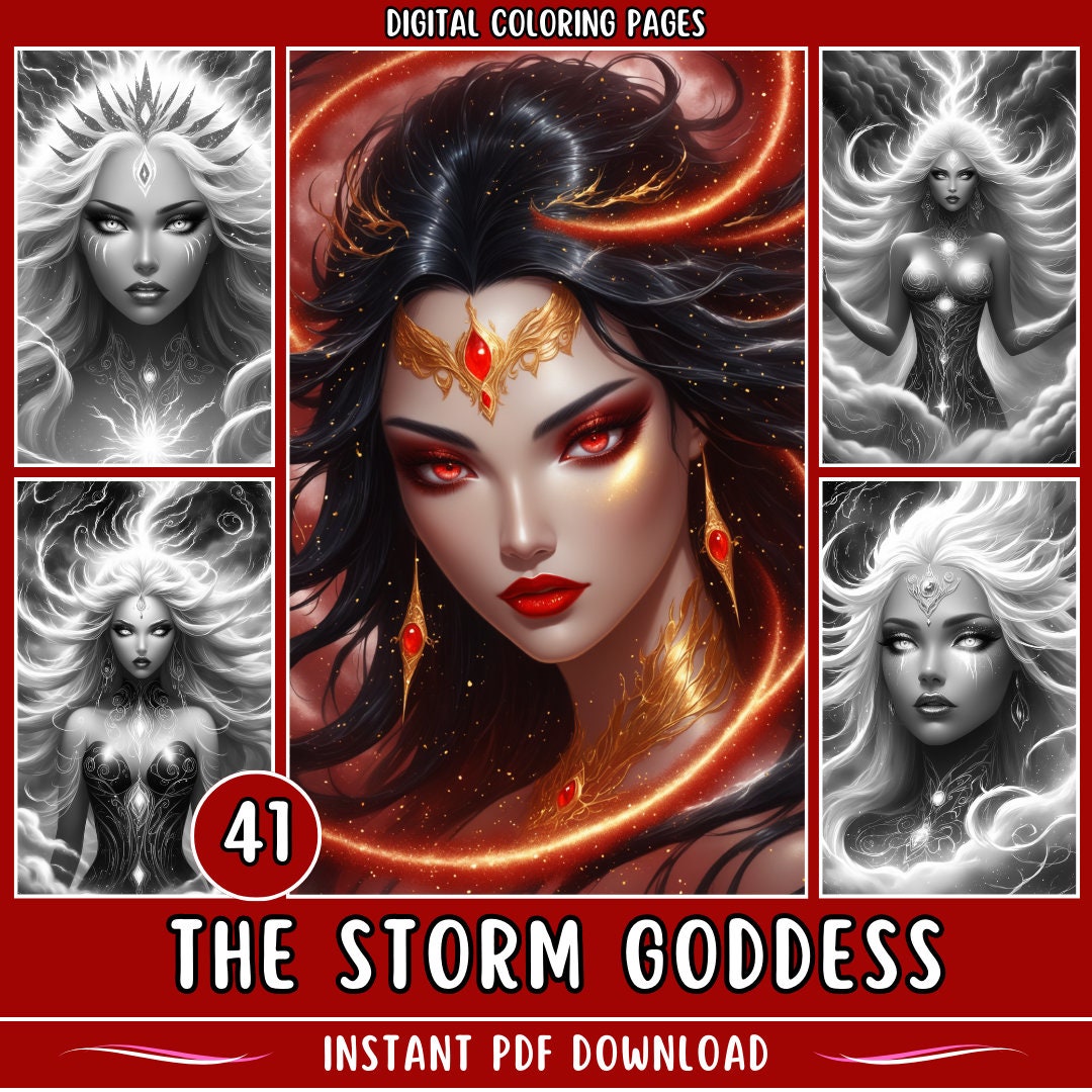 41 "the Storm Goddess" Grayscale Coloring Pages | Beautiful Women | Pretty Girls | Nature ...