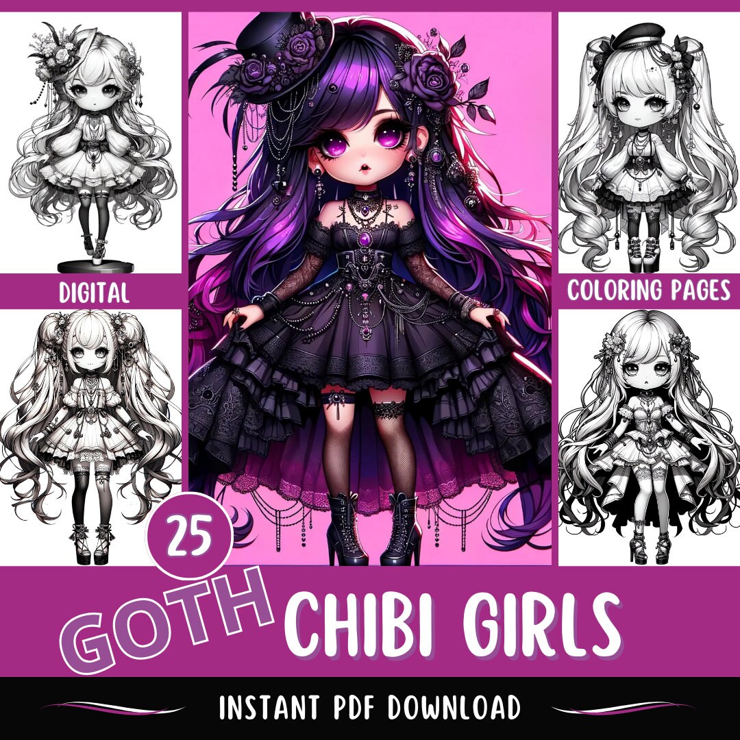 25 Chibi Goth Girls Coloring Pages | Printable Coloring Book for Kids ...