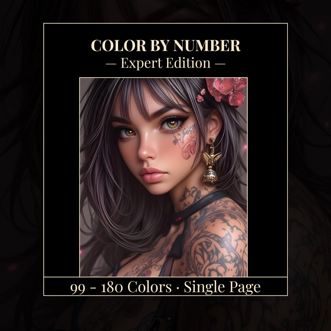 Mosaic Portrait Color by Number | Advanced Coloring Page (digital ...
