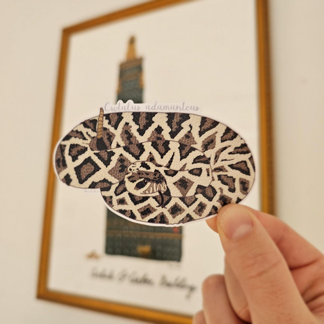 Eastern Diamondback Rattlesnake Sticker, Rattlesnake Sticker, Snake ...