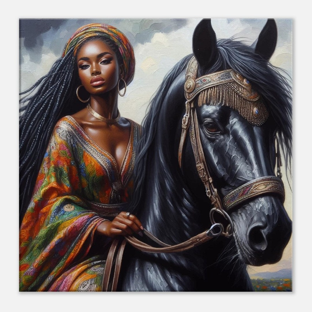 Black Woman Art, African Woman Art Premium Canvas Print, African American Art, African Wall Art ...