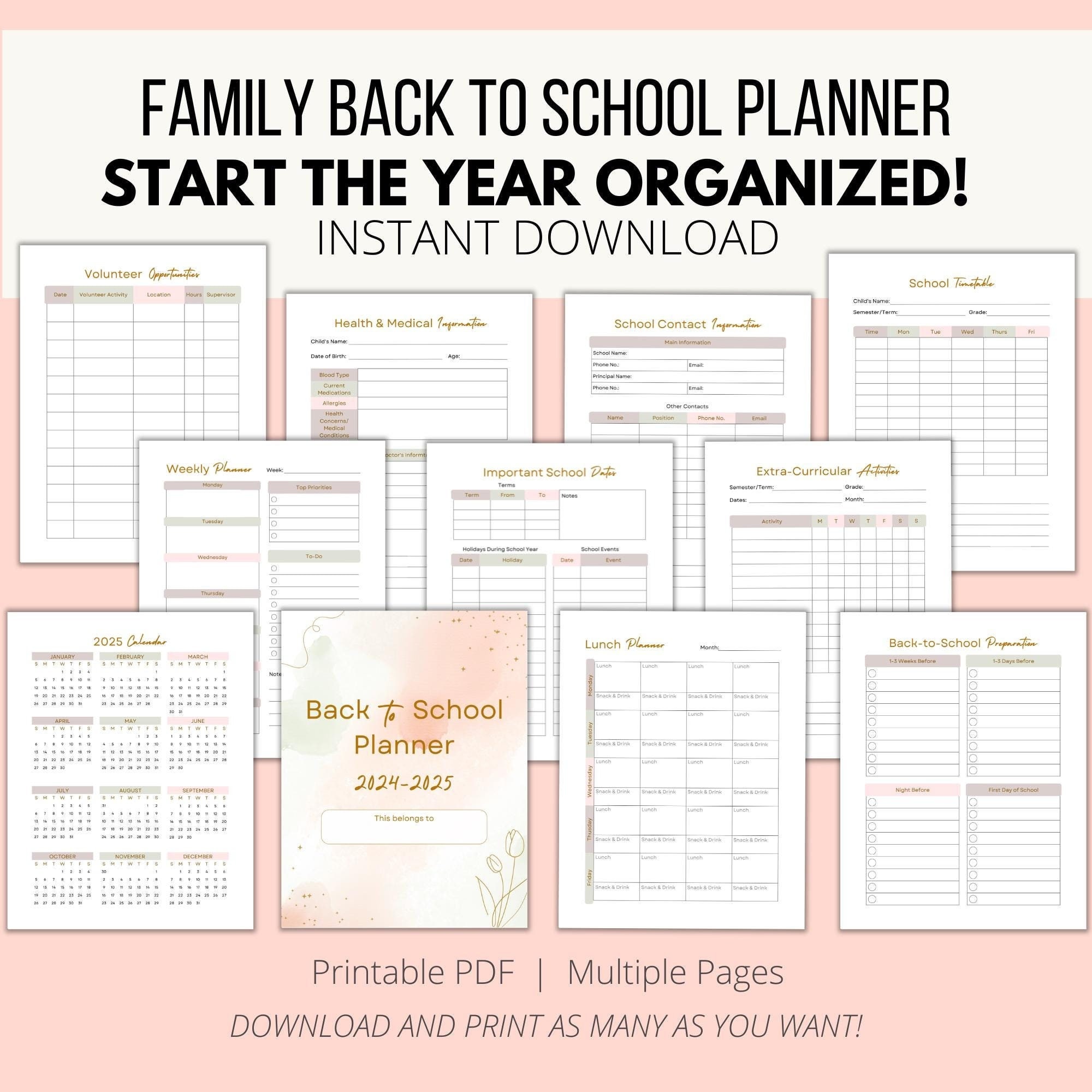 Back to School Planner for Families 2024-2025 - Etsy