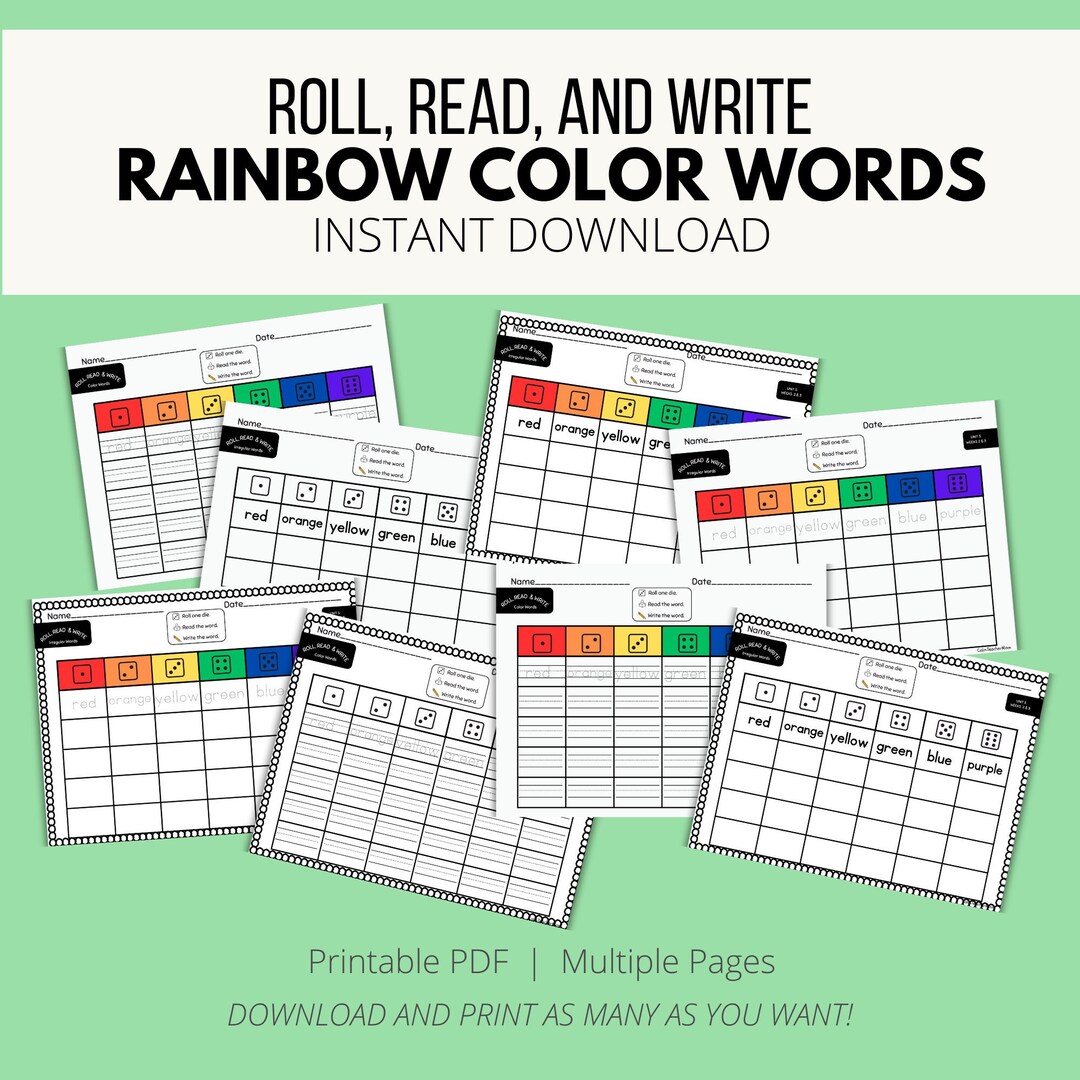 Roll, Read, and Write Color Words, St. Patrick's Day Literacy Activity ...