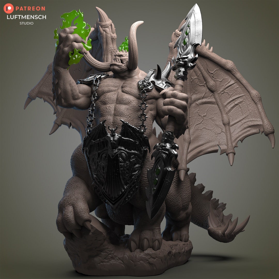 Mannoroth Figure, World of Warcraft, SLA 3D Printing, WOW Statue for ...
