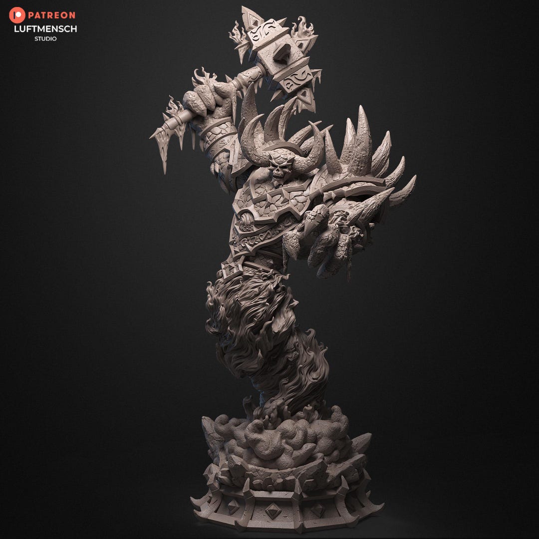 Ragnaros Figurine, World of Warcraft, SLA 3D Printing, WOW Statue to ...