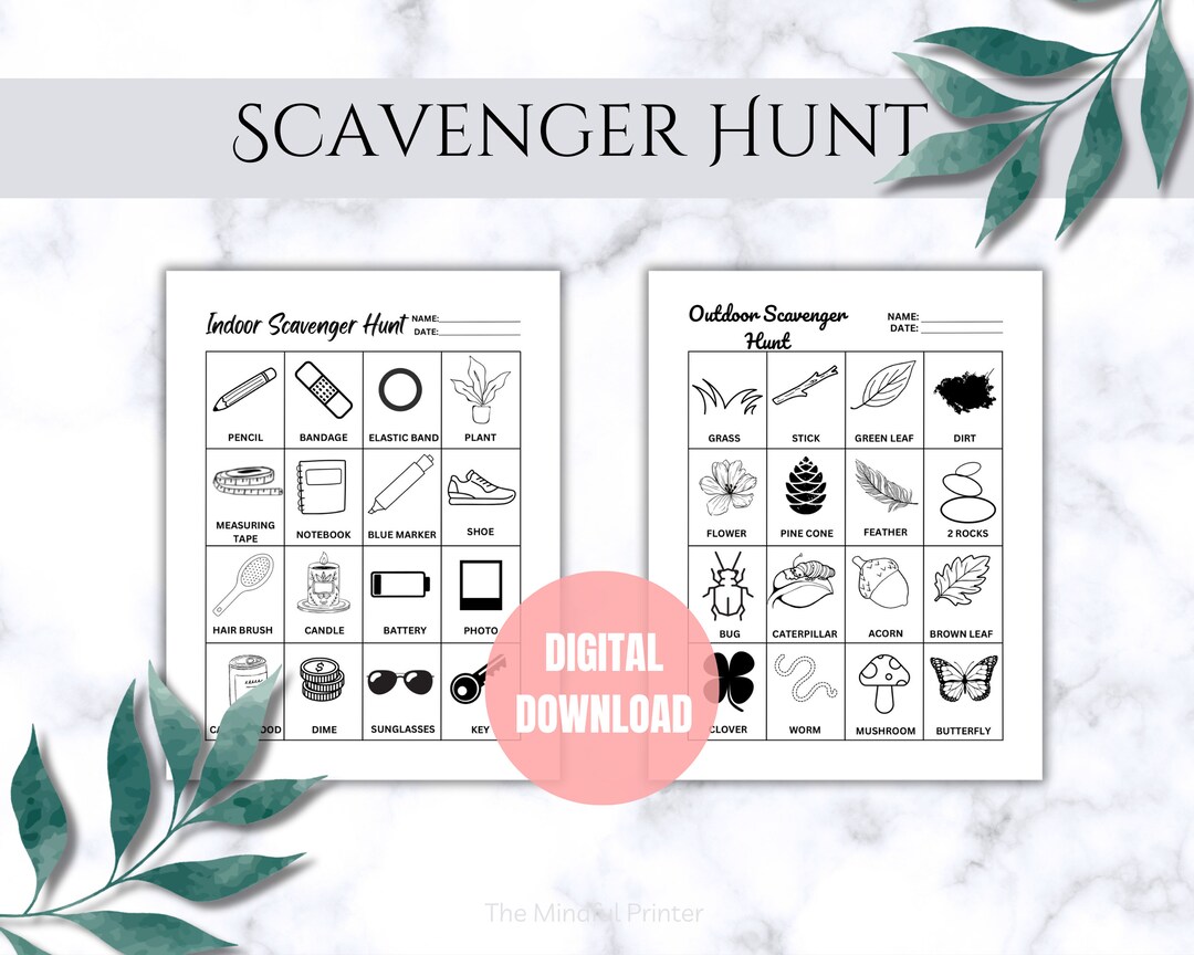 Indoor Scavenger Hunt, Outdoor Scavenger Hunt, Printable Games, Game ...