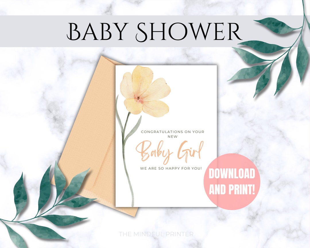 Baby Shower, Baby Shower Card, Baby Shower Gift, Printable Card ...