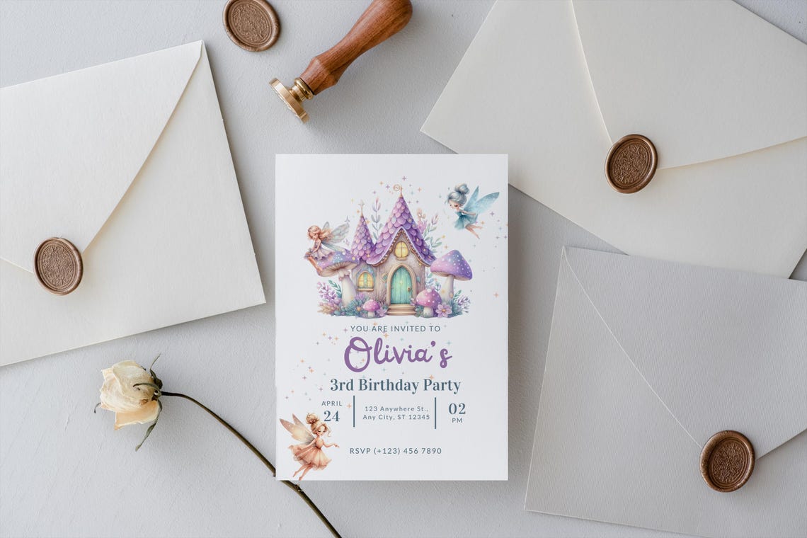 Fairy Birthday Invitation, Fairytale Birthday Invitation, Fairy ...