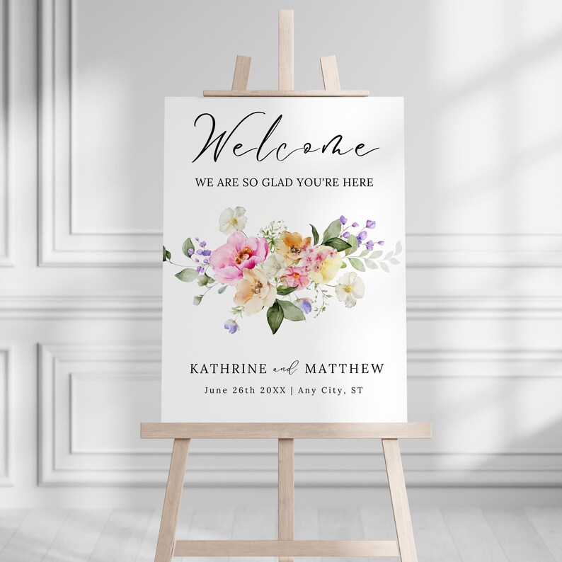 Ceremony Sign, Reception Signage, Wedding Welcome Sign, Flower Welcome ...