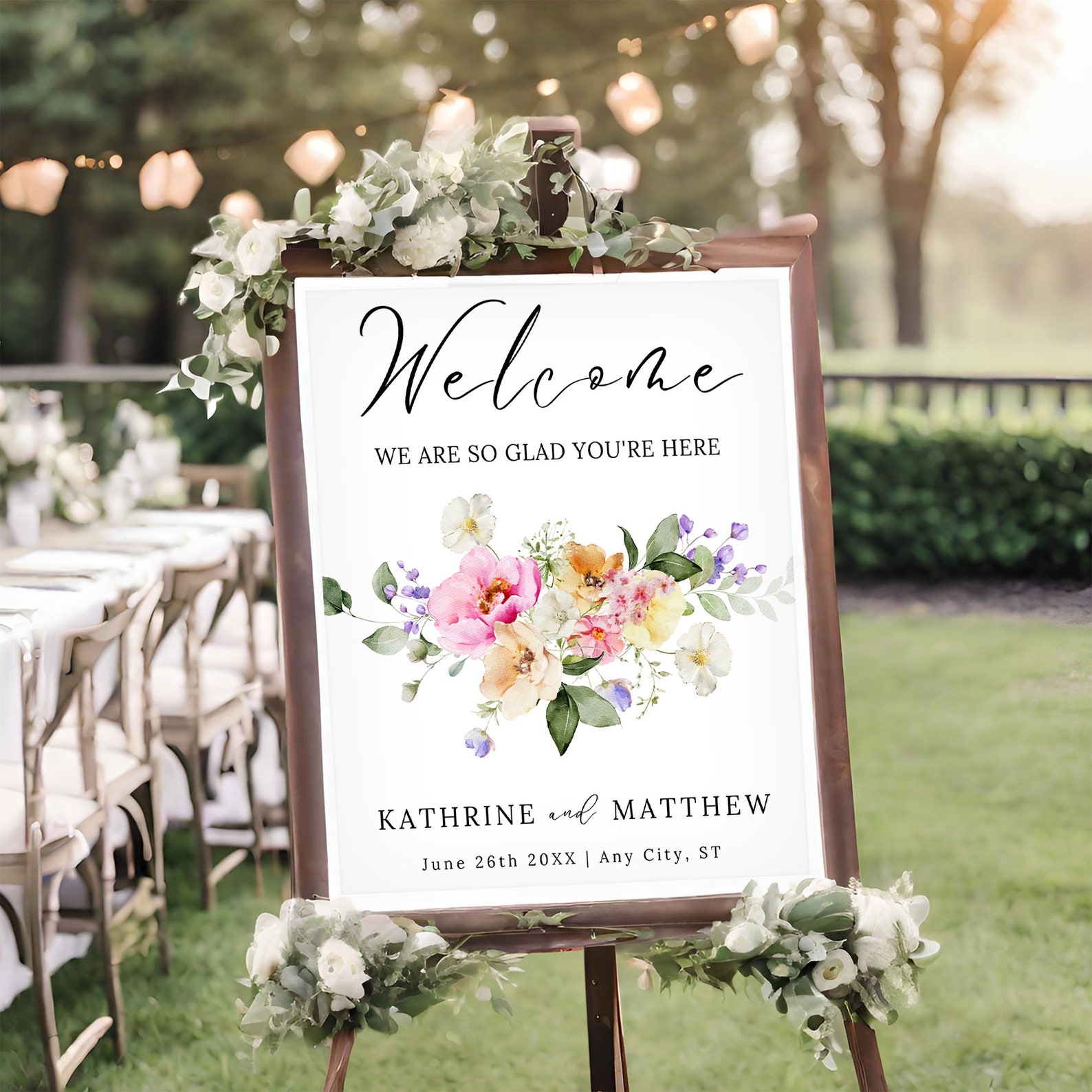 Ceremony Sign, Reception Signage, Wedding Welcome Sign, Flower Welcome ...