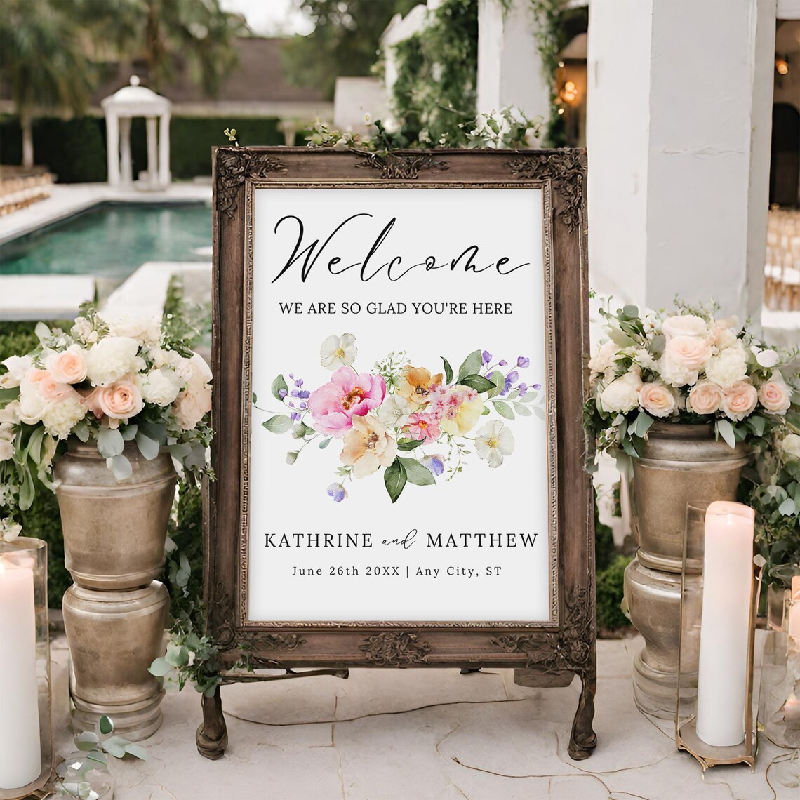 Ceremony Sign, Reception Signage, Wedding Welcome Sign, Flower Welcome ...