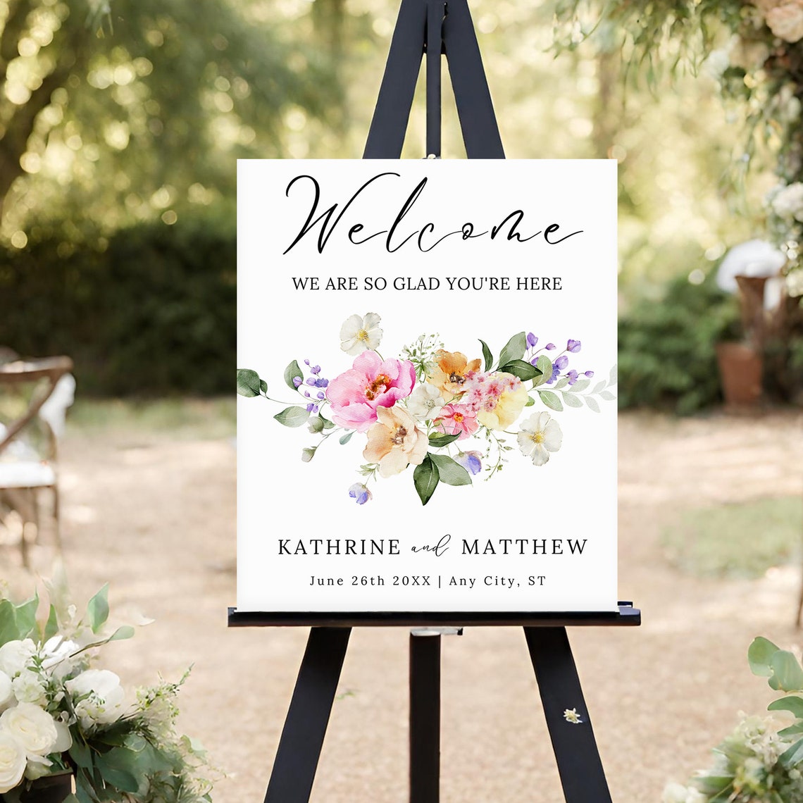Ceremony Sign, Reception Signage, Wedding Welcome Sign, Flower Welcome ...
