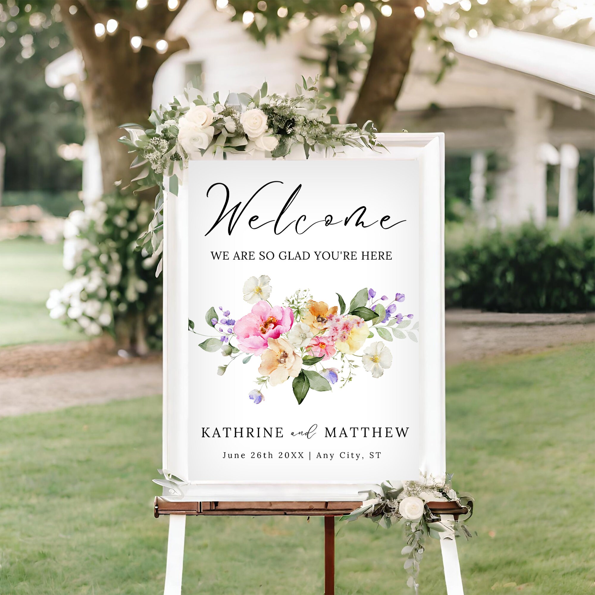 Ceremony Sign, Reception Signage, Wedding Welcome Sign, Flower Welcome ...