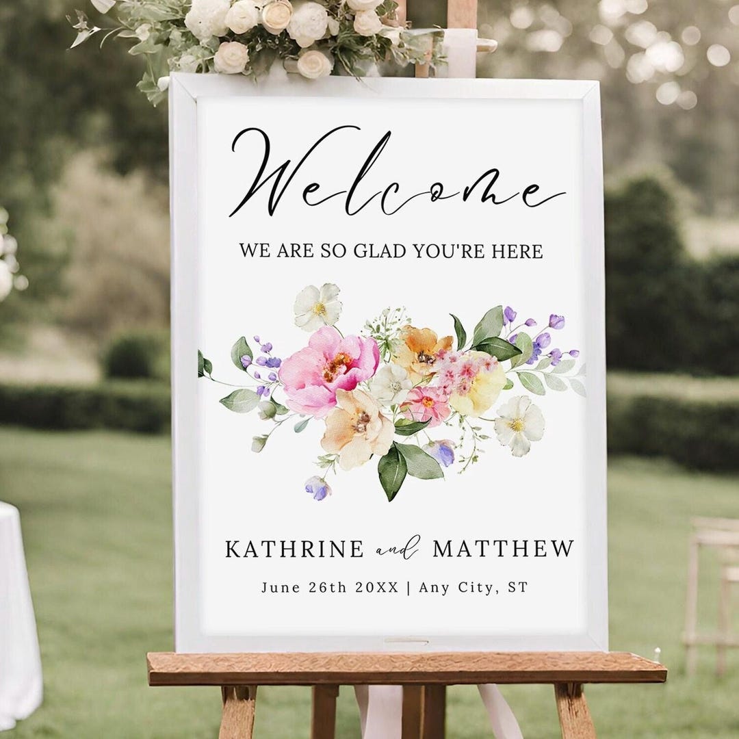 Ceremony Sign, Reception Signage, Wedding Welcome Sign, Flower Welcome ...