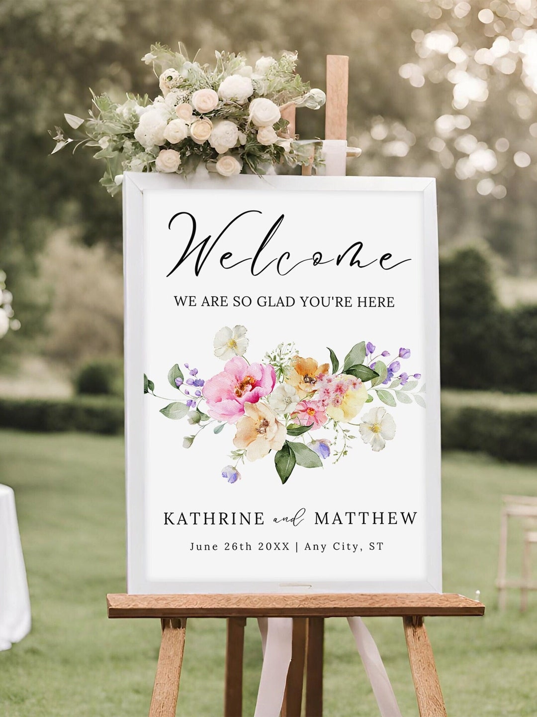 Ceremony Sign, Reception Signage, Wedding Welcome Sign, Flower Welcome ...
