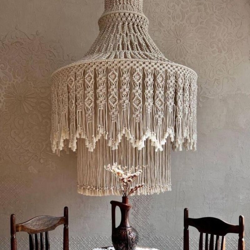 Macrame Hanging Lamp - Etsy
