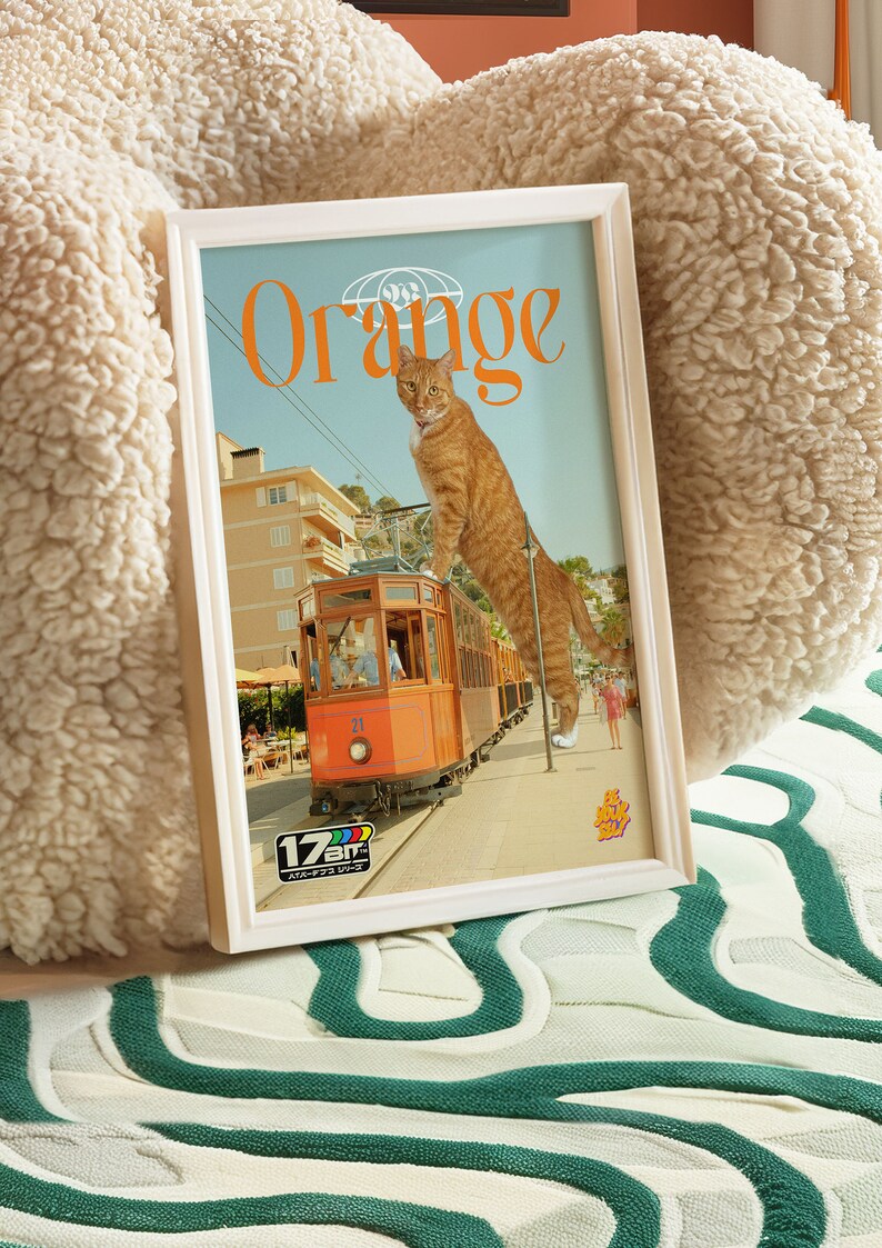 Giant Orange Cat Art Print Cat Home Decor Gift for Her Unique Wall ...