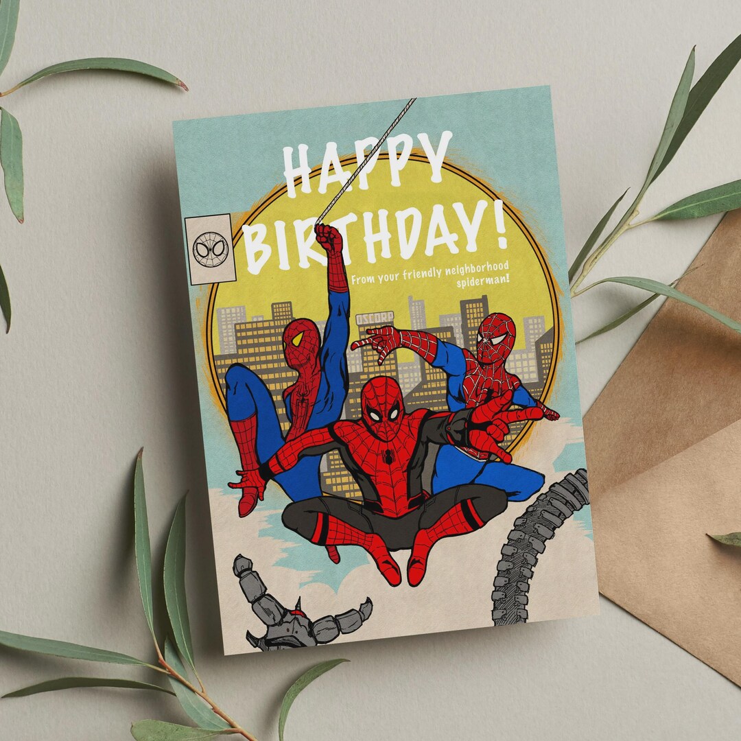 Spiderman Birthday Card • Spiderman Card • Greeting Card • birthday ...