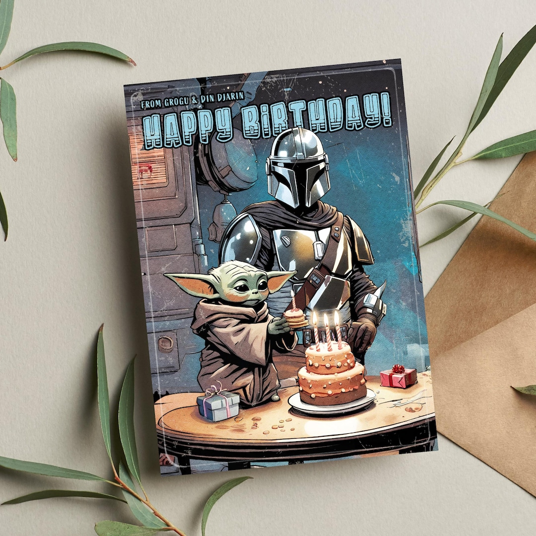 Mandalorian Birthday Card Card • Star Wars Gift • Star Wars Birthday ...