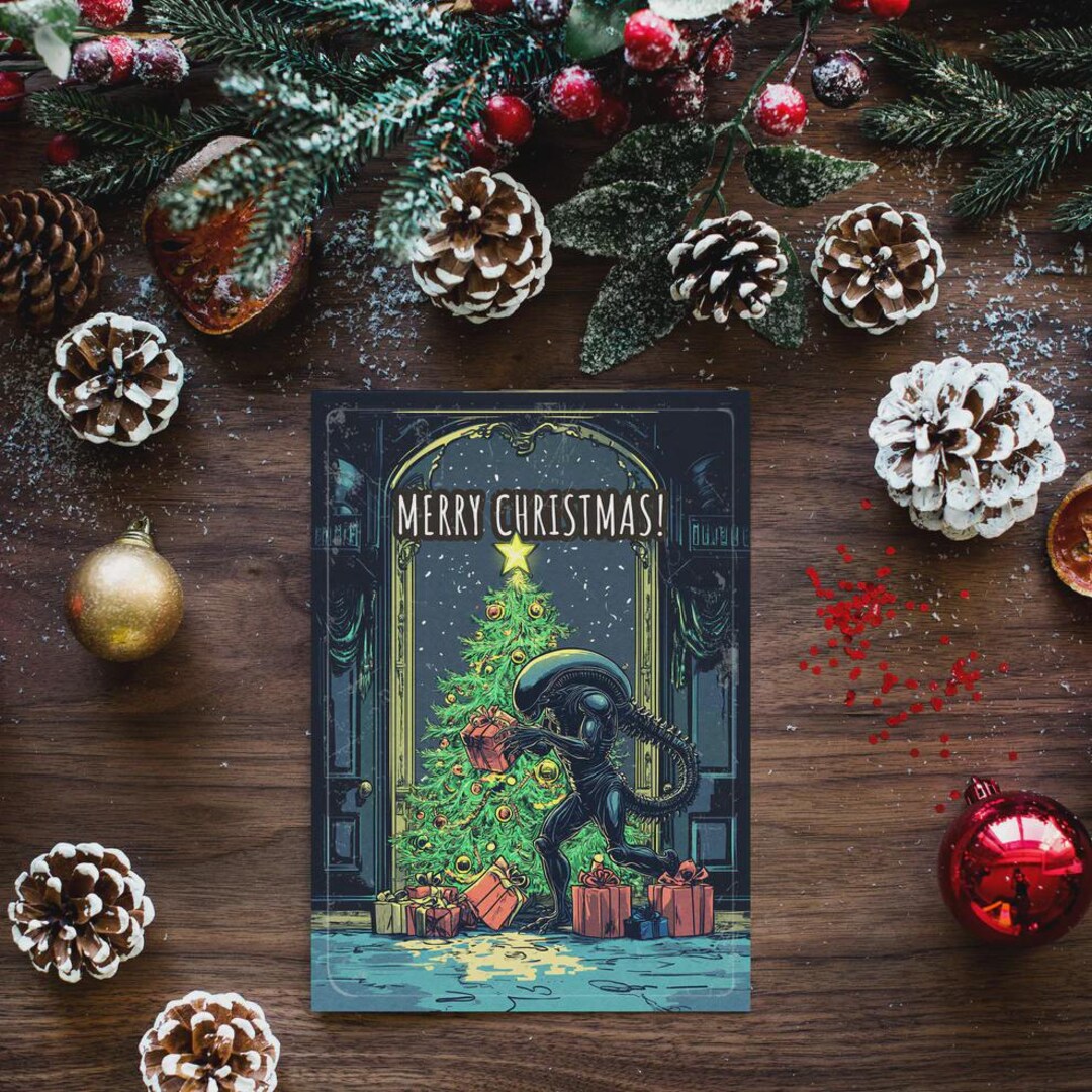 Alien Christmas Card, Sci-fi Holiday Greetings - Etsy