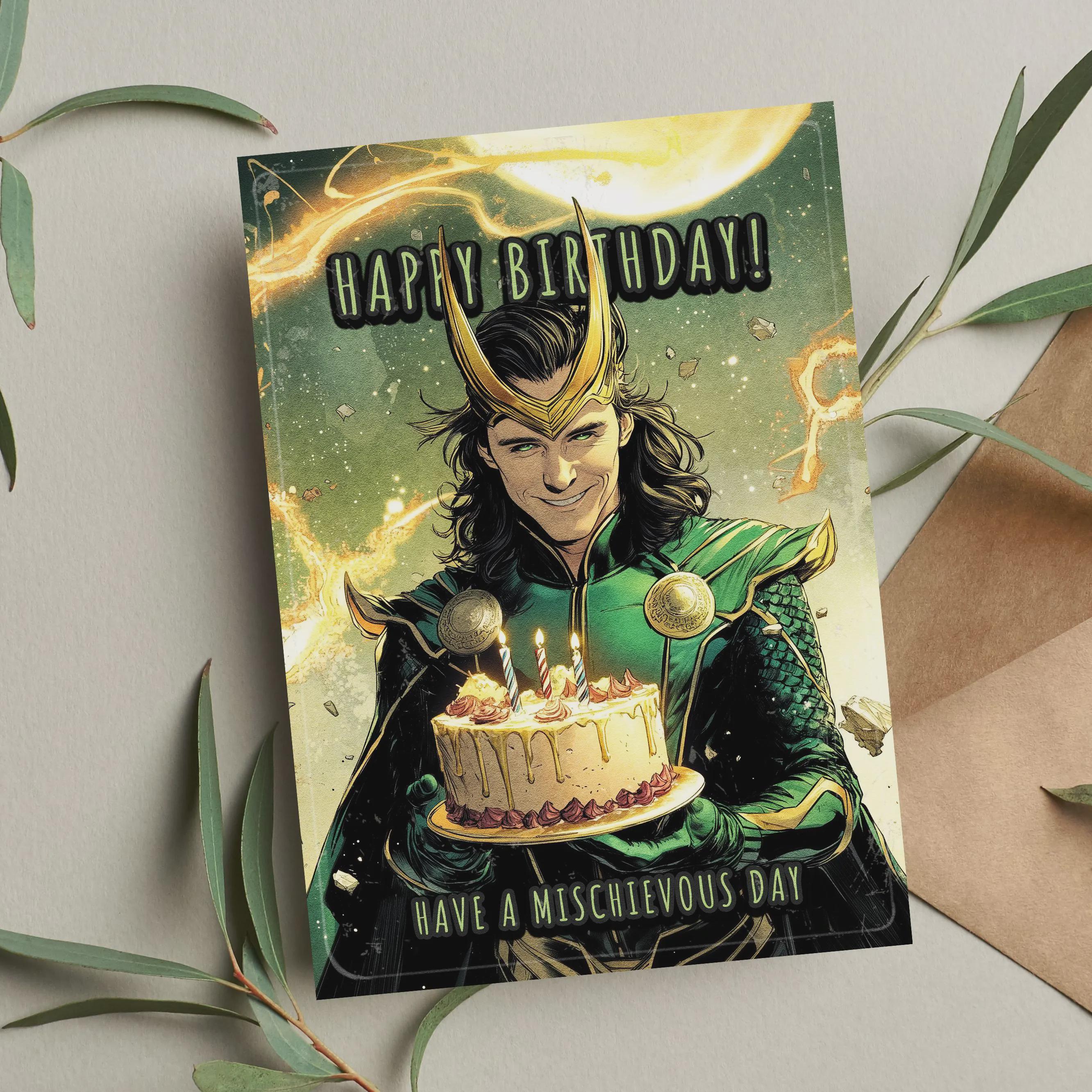 Tarjeta de cumpleaños de Loki • Saludos traviesos de un fan de Marvel ...