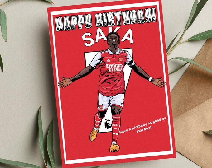 Saka Birthday Card, Bukayo Saka Card, Arsenal Birthday Card, Football ...