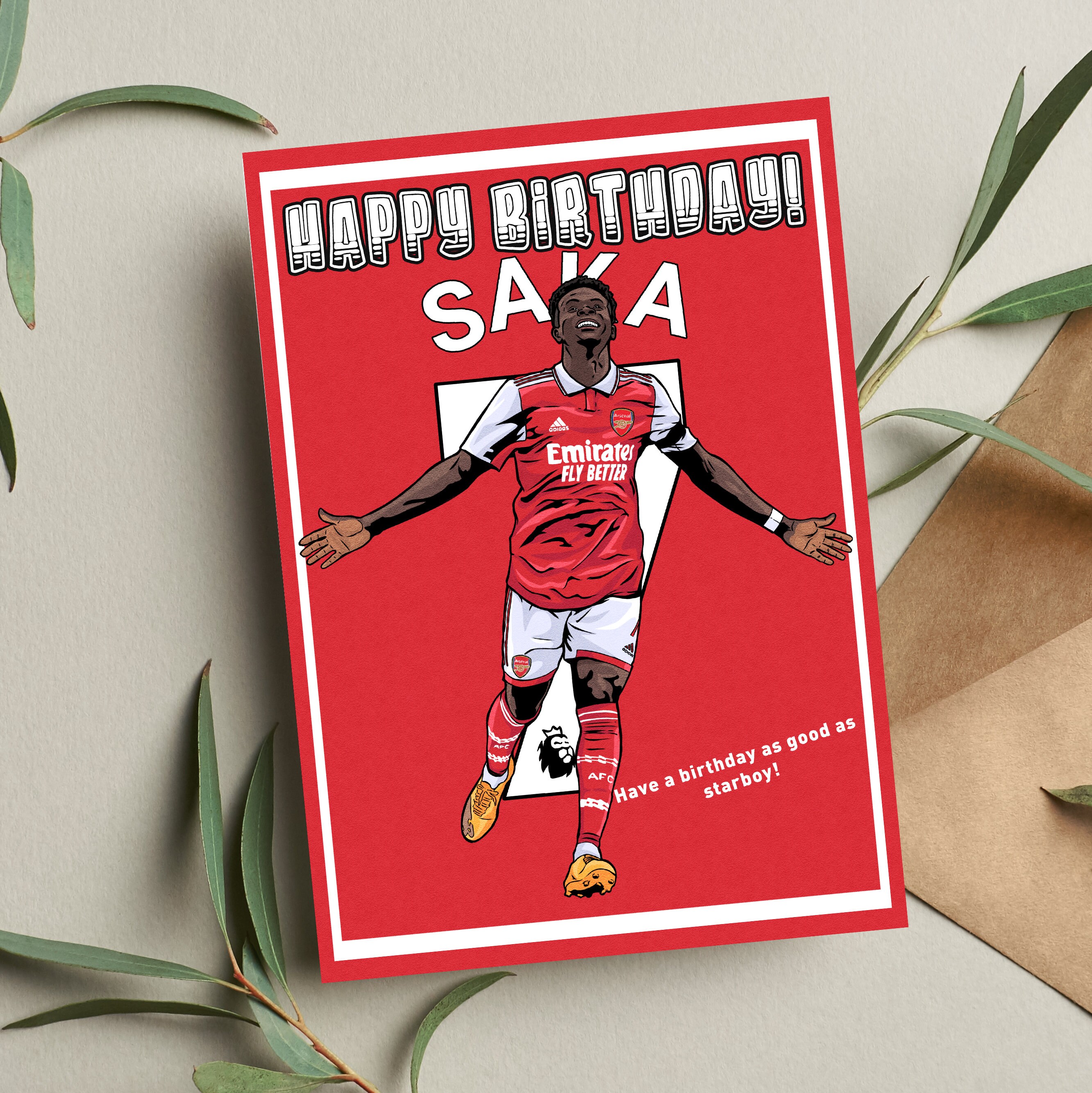 Saka Birthday Card, Bukayo Saka Card, Arsenal Birthday Card, Football ...