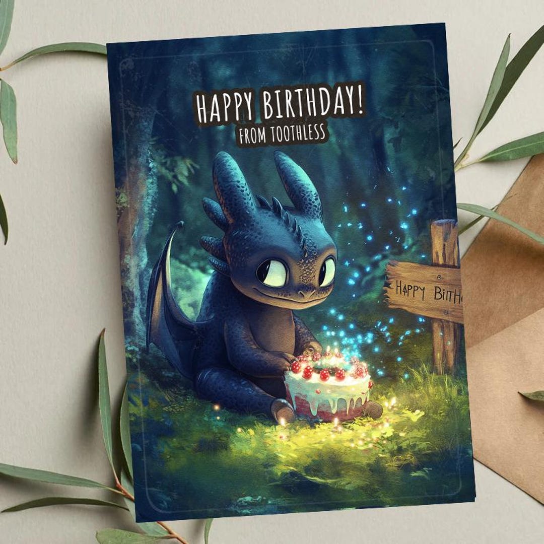 Toothless Birthday Card: How to Train Your Dragon, A5 Greeting Card - Etsy