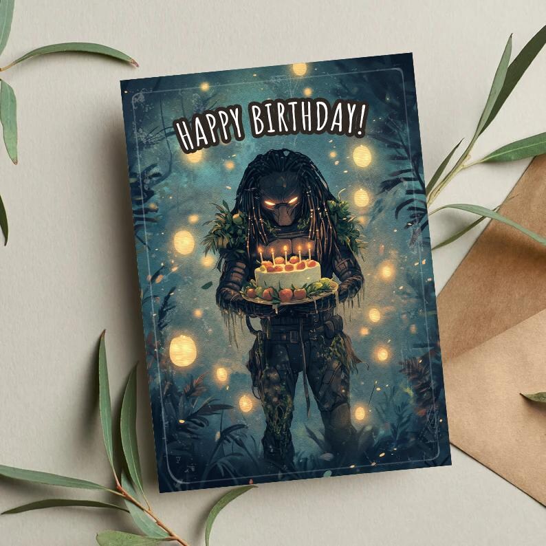 Predator Birthday Card: Funny Sci-fi 80s Action Movie Card - Etsy