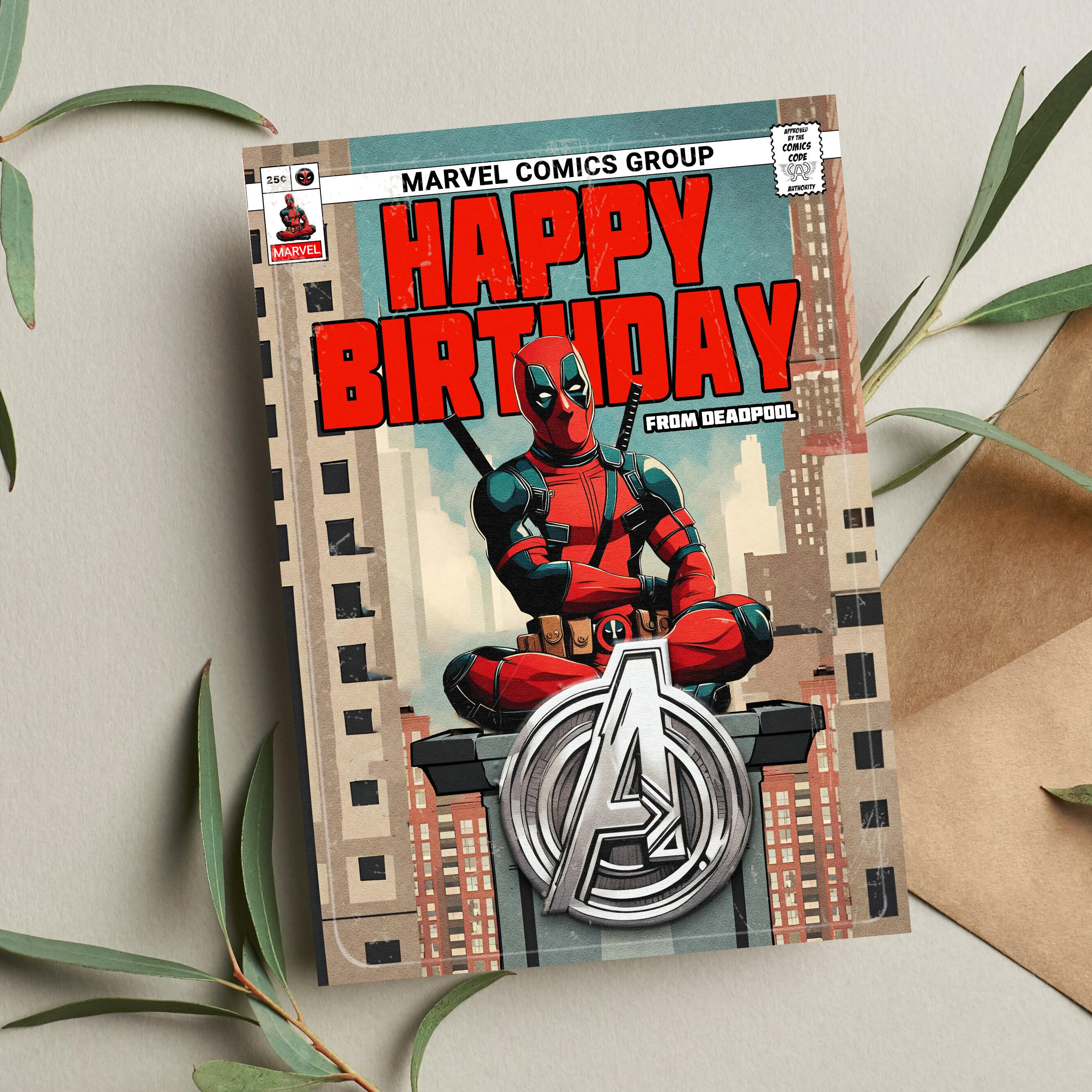 Deadpool Birthday Card • Avengers Birthday Card • Spiderman Card ...