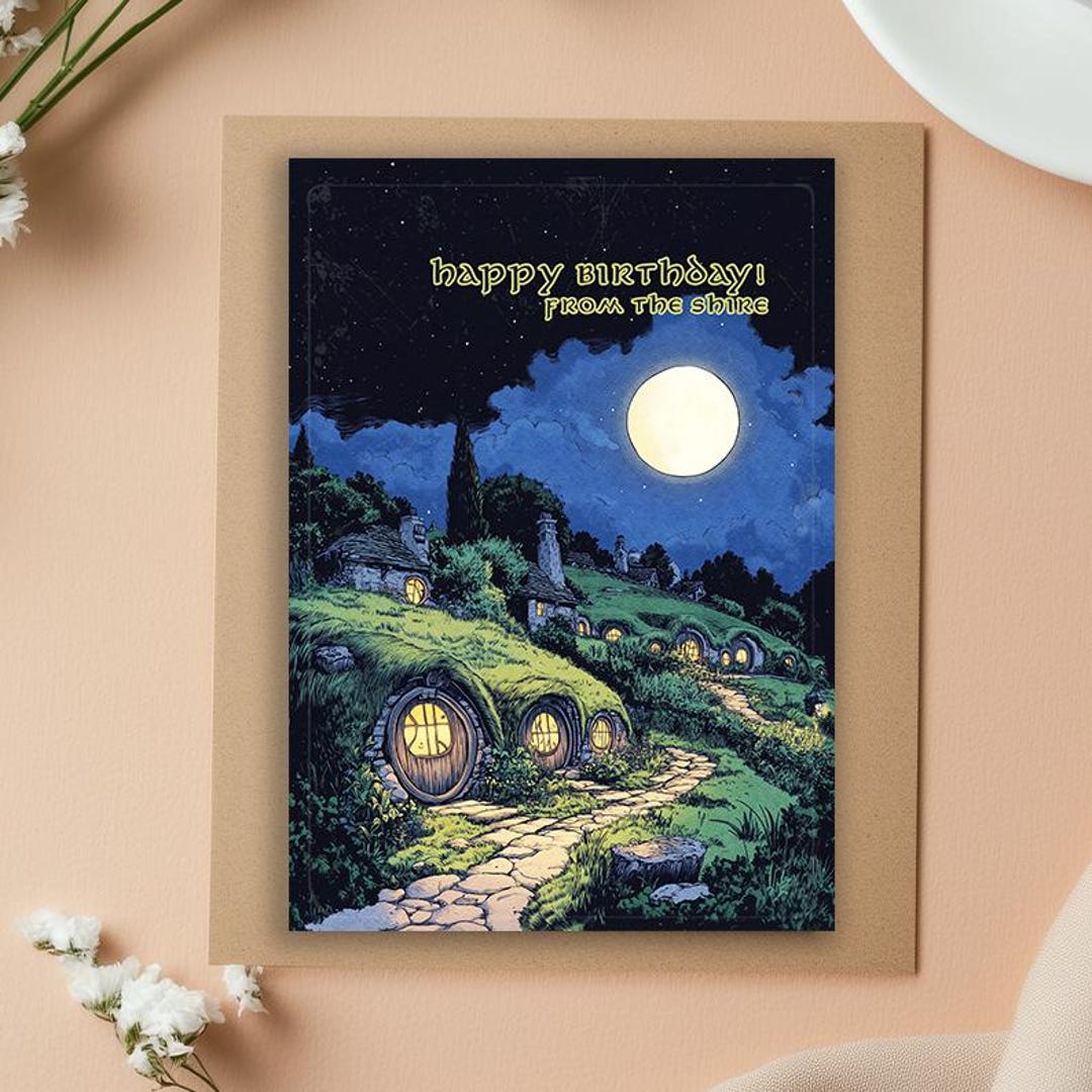 Lord of the Rings Birthday Card: the Shire, Funny Gollum Gift - Etsy
