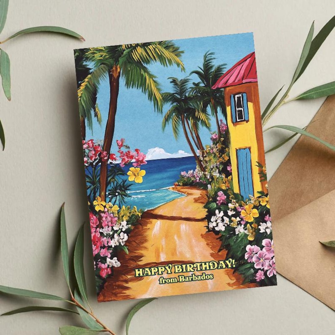 Barbados Birthday Card, Caribbean Greeting Card, Island Birthday Card ...