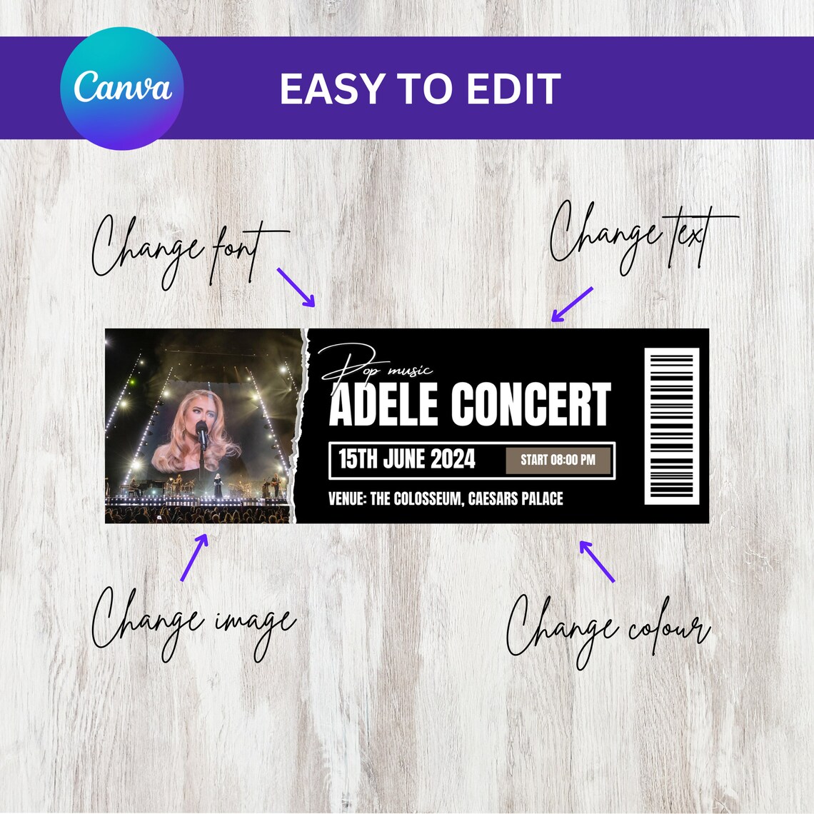Digital Concert Ticket, DIY Concert Template, Event Ticket, Surprise ...