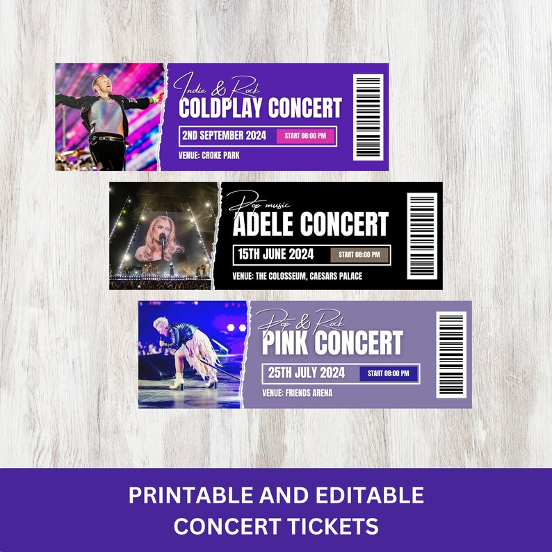 Digital Concert Ticket, DIY Concert Template, Event Ticket, Surprise ...