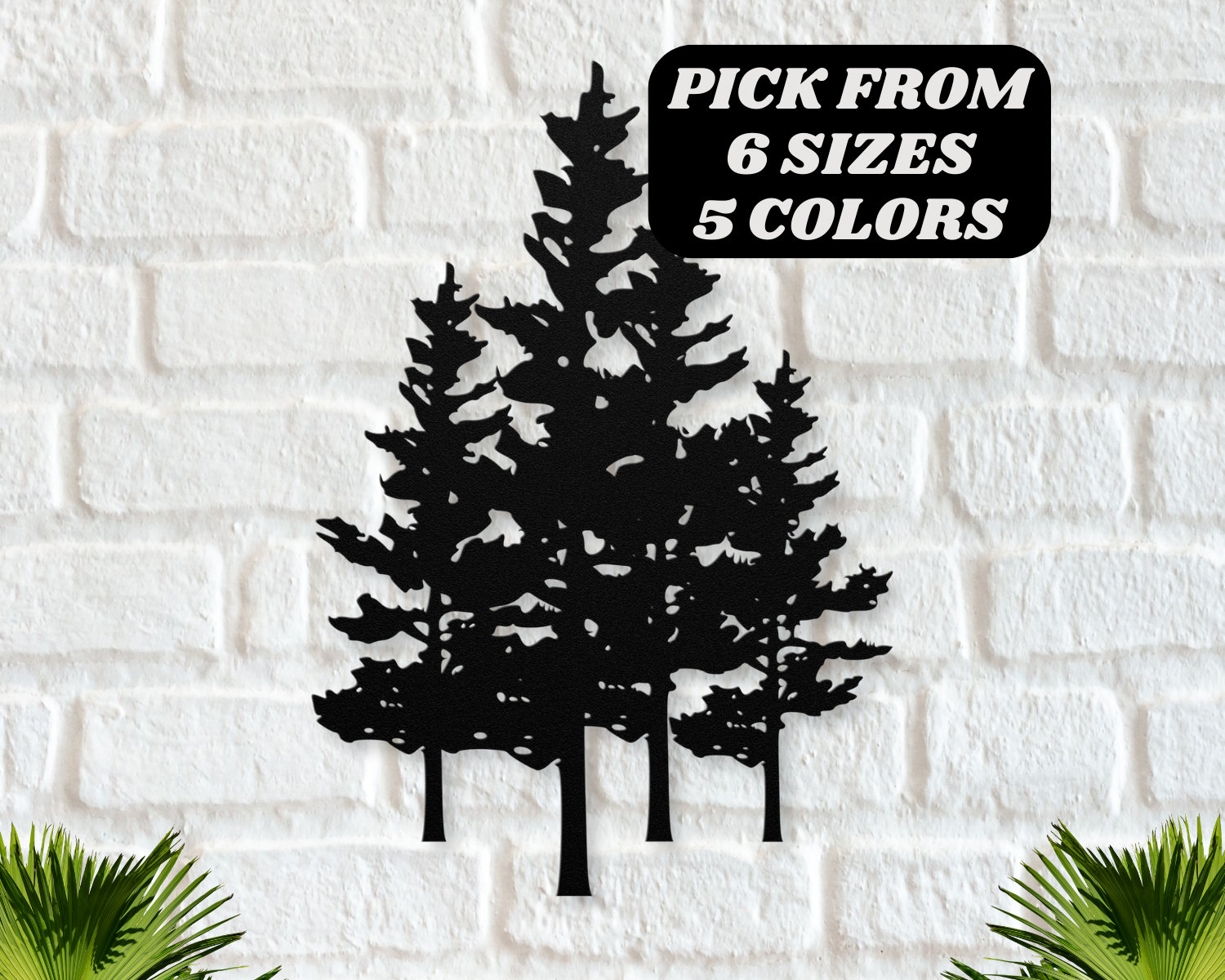 Pine Tree Metal Wall Art, Cedar Tree Metal Sign Large Outdoor Wall Art ...