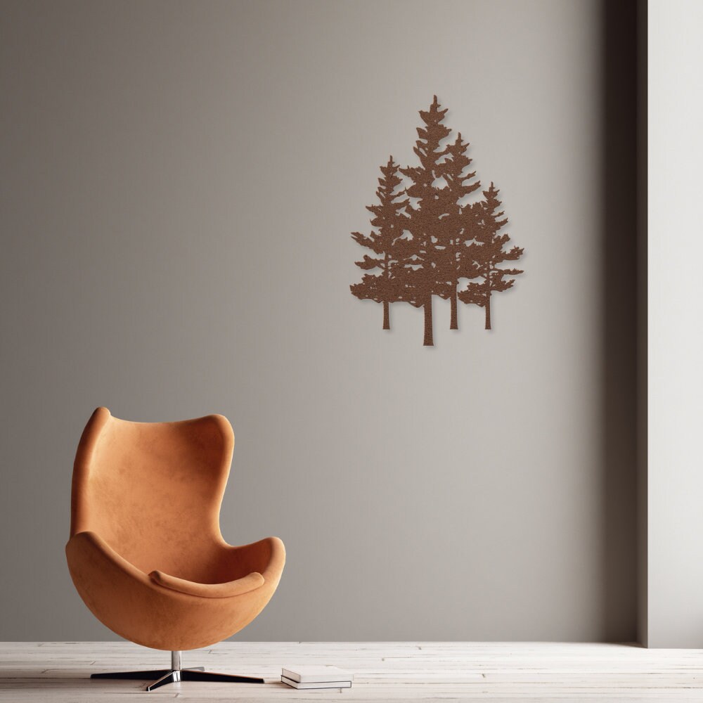 Pine Tree Metal Wall Art, Cedar Tree Metal Sign Large Outdoor Wall Art ...