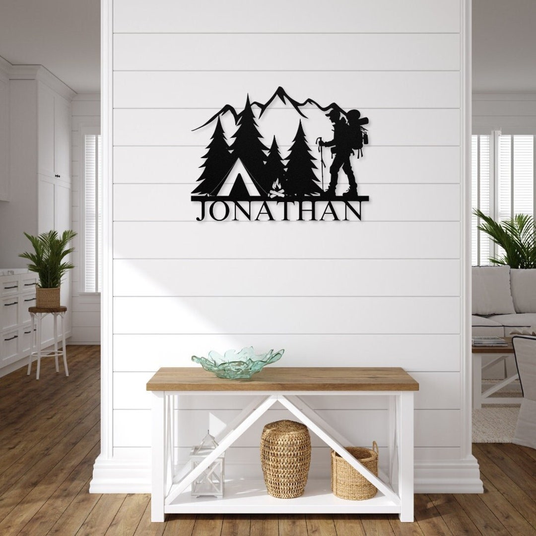 Personalized Hiking Metal Wall Art: Mountain Trek Decor, Rustic Home ...