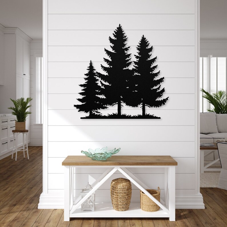 Pine Tree Metal Wall Art, Cedar Tree Metal Sign Large Outdoor Wall Art ...